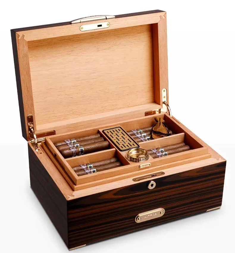 JIFENG H5 Cigar Humidor - Elegant Black Sandalwood Box
