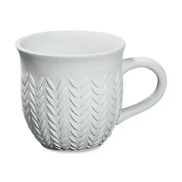 White Unpainted Textured DIY Ceramic Bisque Mugs