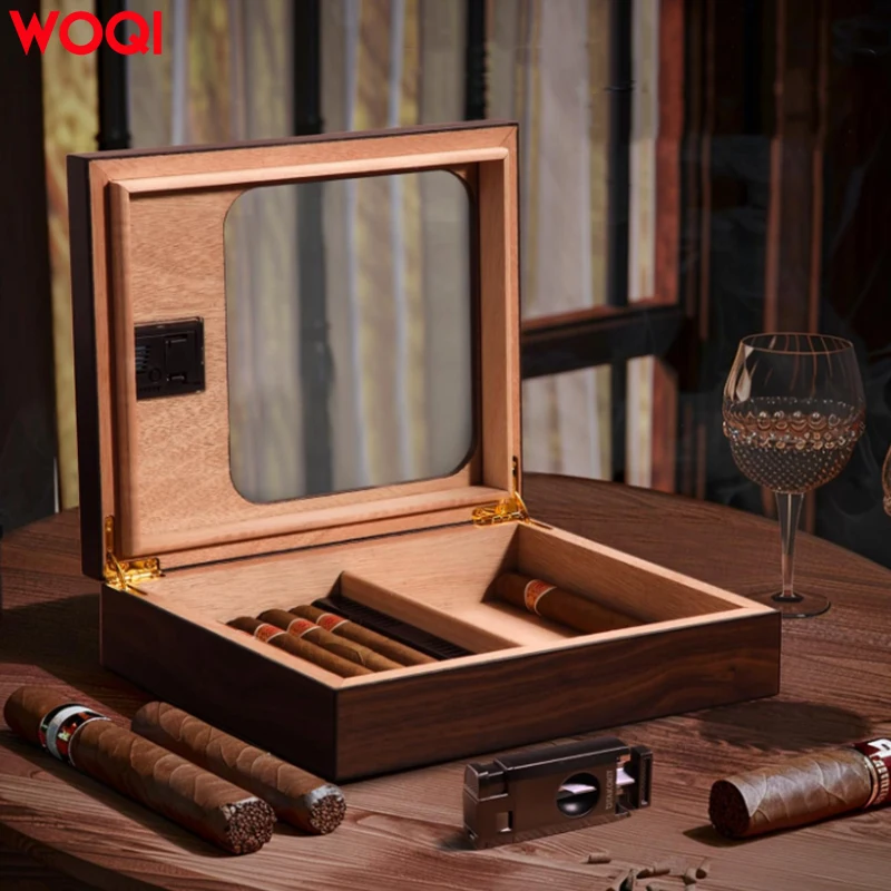 WOQI Modern Rectangular Cedar Humidor Cigar Box Personalized ...