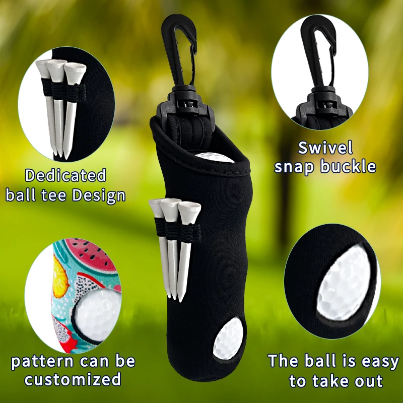 Golf Ball Holder Bag Portable Waist Hanging Ball Storage Neoprene Bag ...