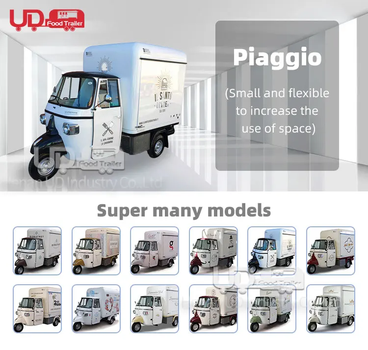 Custom 3 Wheel Piaggio Ape Fast Food Cart - Ice Cream Truck