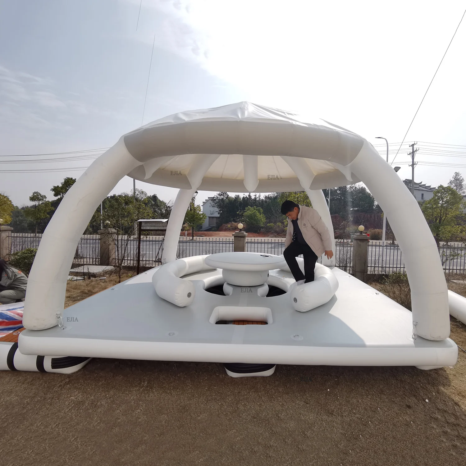Water Recreation and Leisure Inflatable Floating Platform with Tent ...