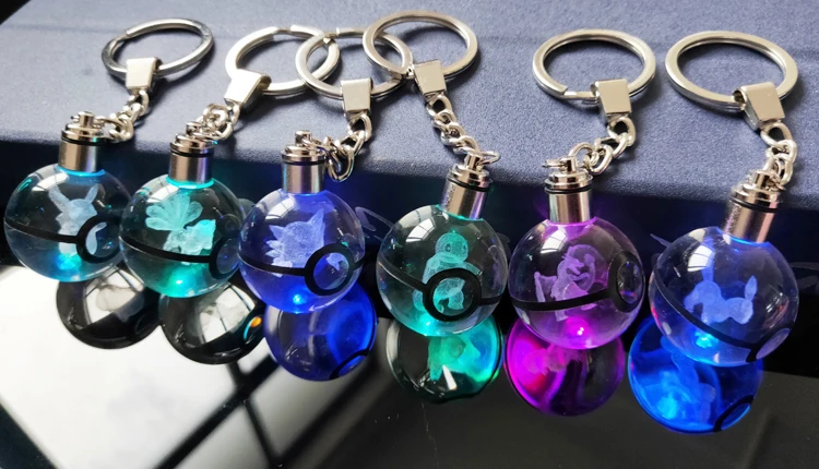 Wholesale Light Go Ball Crystal Keychains Custom Lovely LED Crystal 3D ...