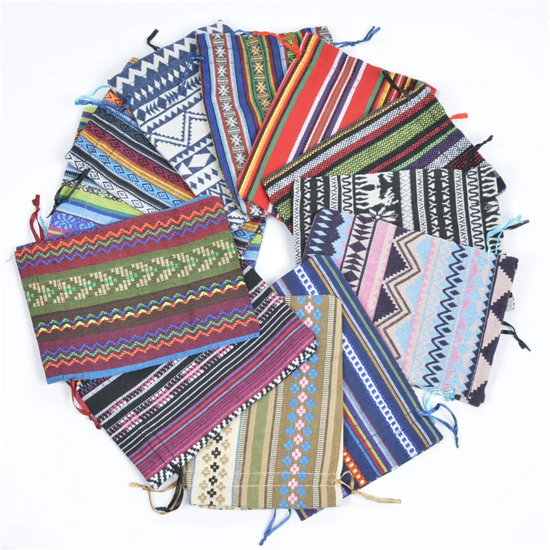 National Ethnic Style Drawstring Cotton Jute Jewelry Collection Gift ...