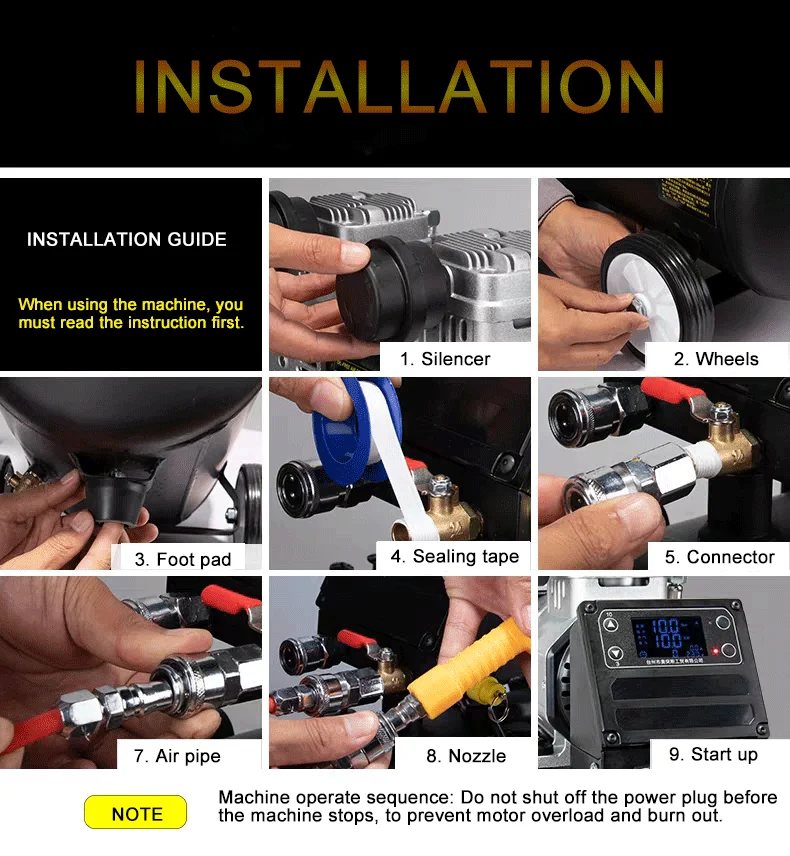 2 Hp Oilless Compressed Air Machine for Screen Printing