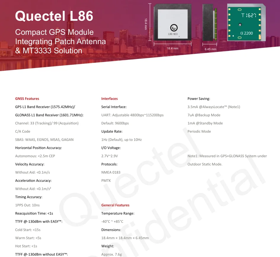 Quectel L86 GNSS Module - Compact, Accurate Positioning