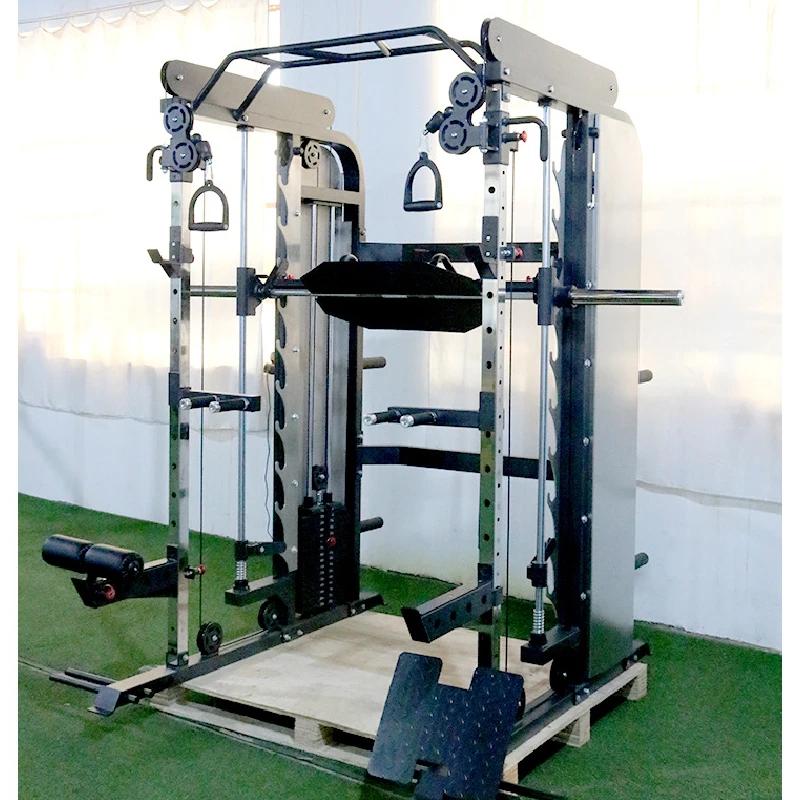 Professional Multi-functional Gym Equipment Squat Rack And Smith Machine With Power Cage For ...
