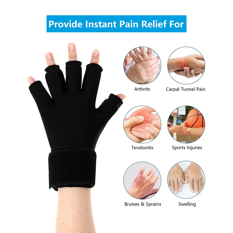 Hot & Cold Compress Therapy Solid Gel Gloves Wrist & Finger Support ...