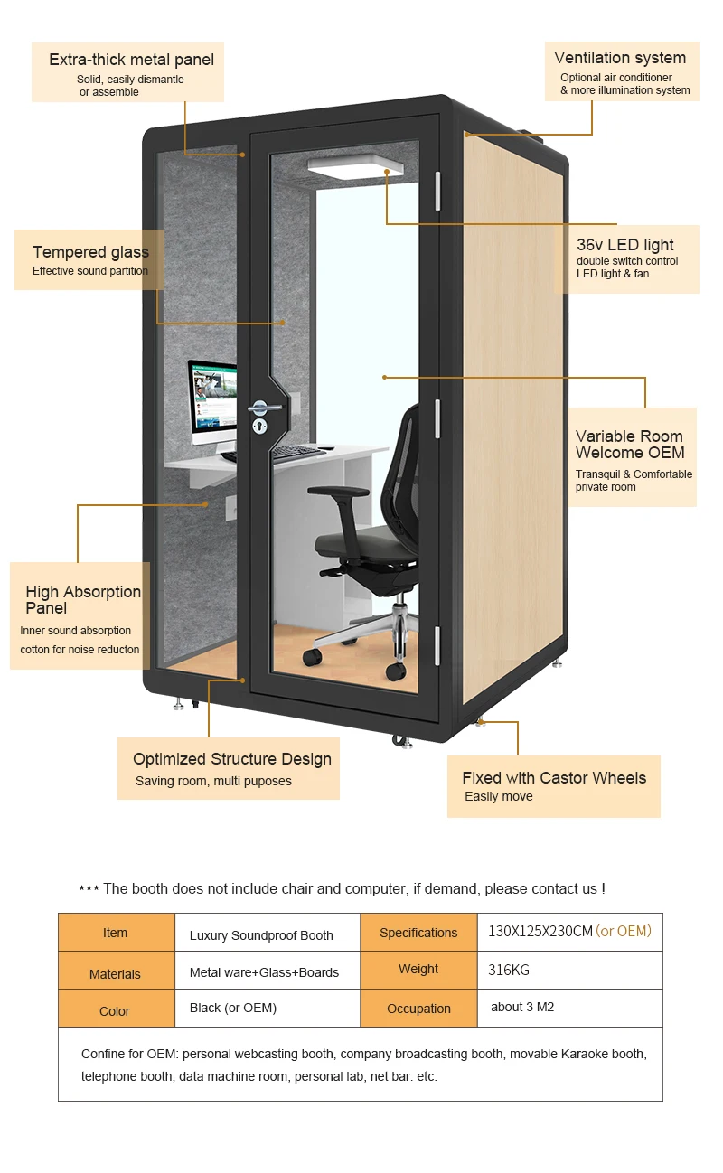 Soundproof Portable Pod Recording Booth Cabins for Sale Office Pods ...