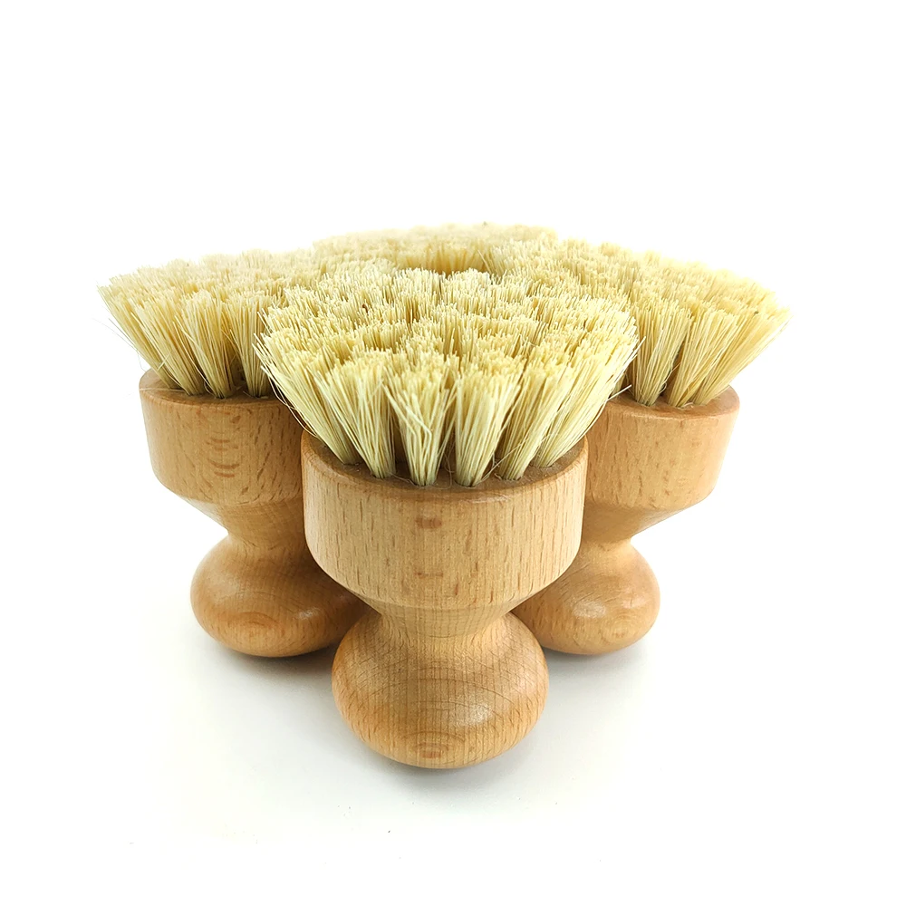 Bamboo Round Mini Palm Scrub Brush Natural Bamboo Stiff Bristles Wet ...