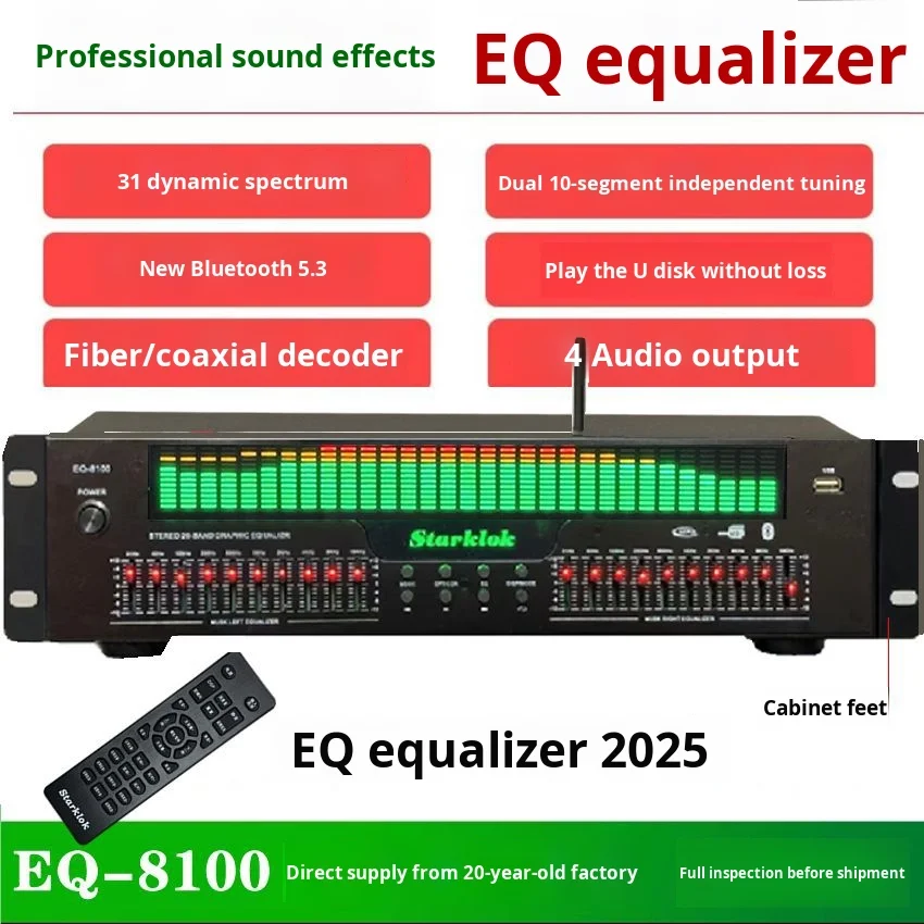 EQ-8100 Hi-Fi Preamp Player with BT 5.4 & 20 Segment Equalizer ...