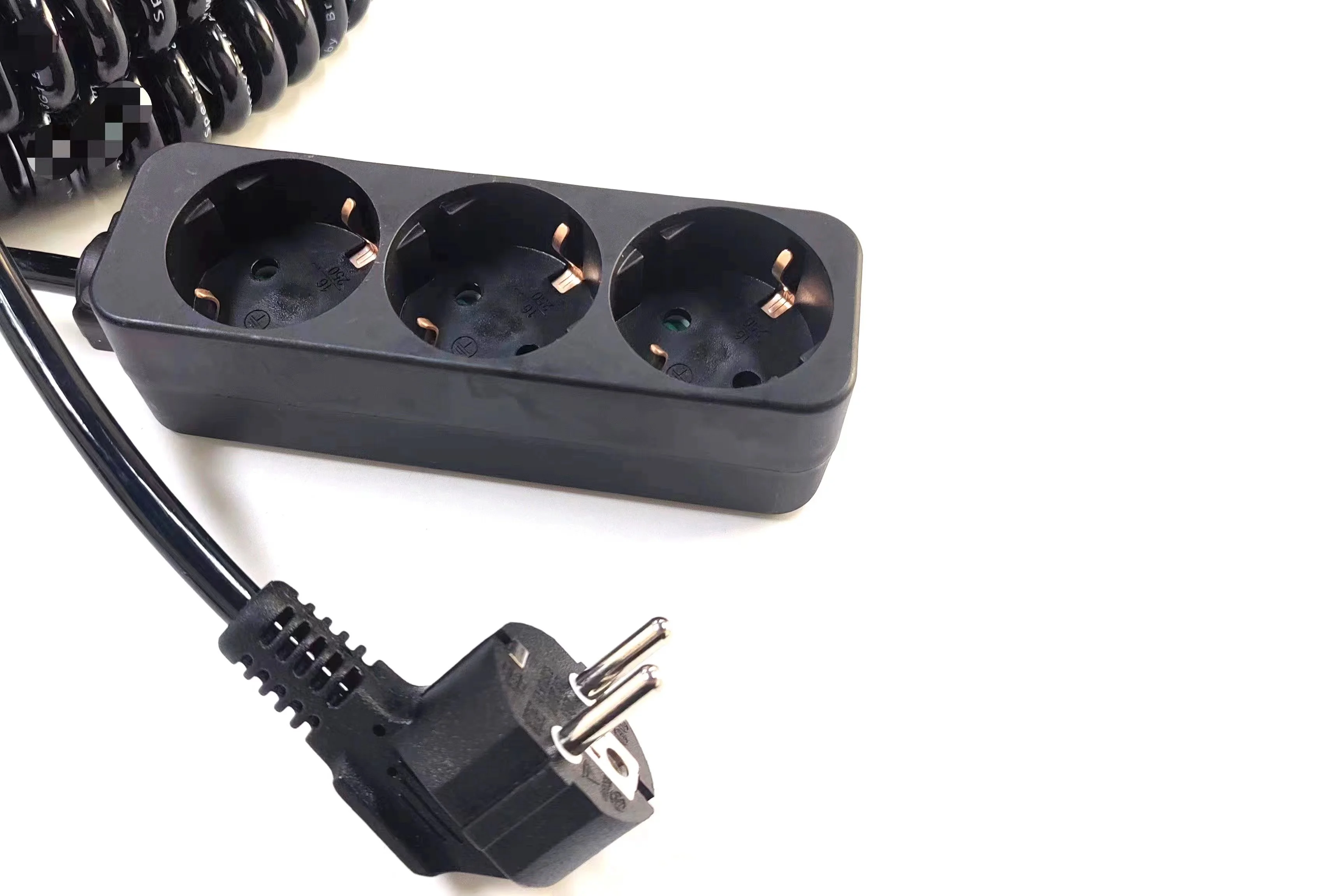 Spiral Coiled Curly Cable Cord 2 Pin Schuko Eu Plug With Power Strip ...
