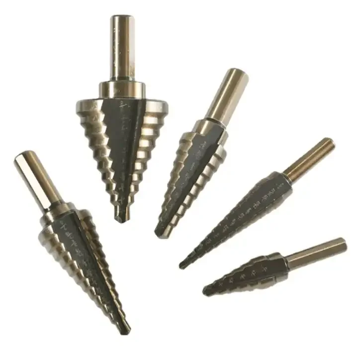 Hss Titanium Coated Step Drill Set With Aluminum Case 5 Pcs Black And ...