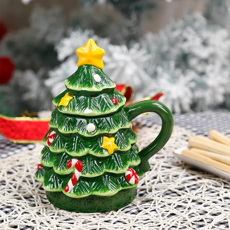 Redeco New Arrival Green Christmas Tree Cup Cute Christmas Tree Mug ...