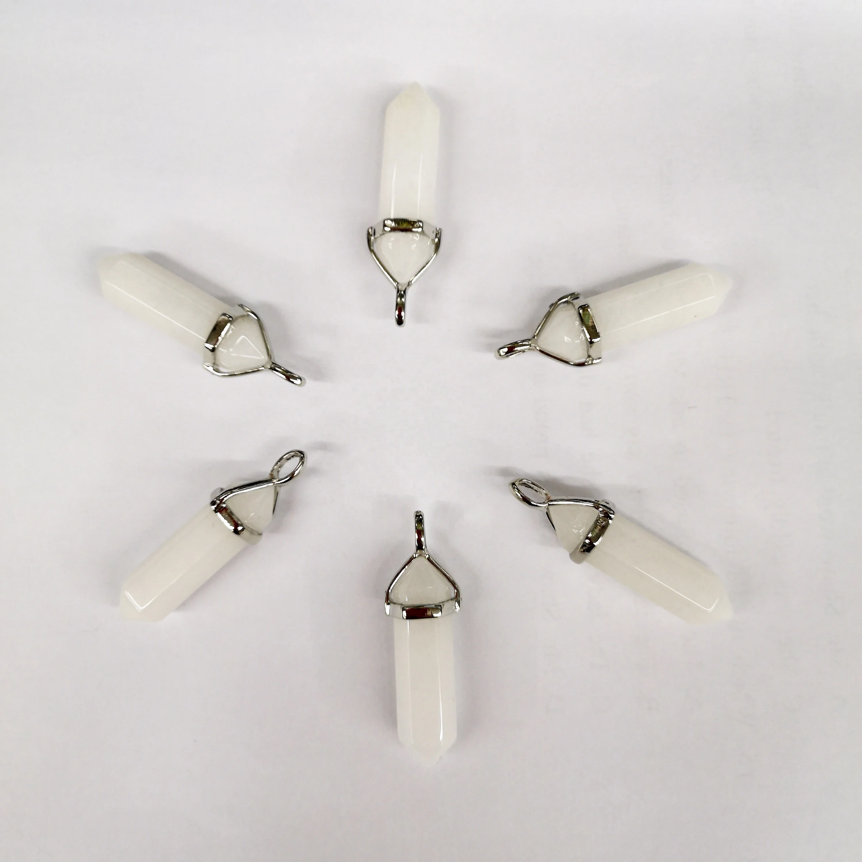 8*32mm Natural White Milky Jade Healing Crystal Quartz Hexagonal ...