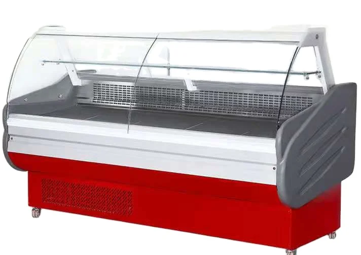 Commercial Butcher Showcase - Sliding Curved Glass Display