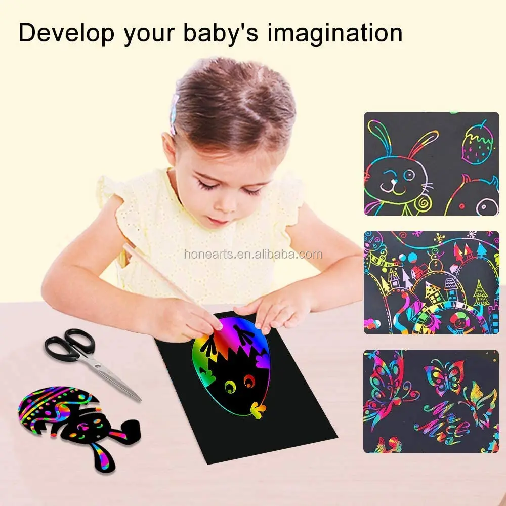 Magic Rainbow Scratch Art Set Creative Scratch Painting Paper A4 Size ...
