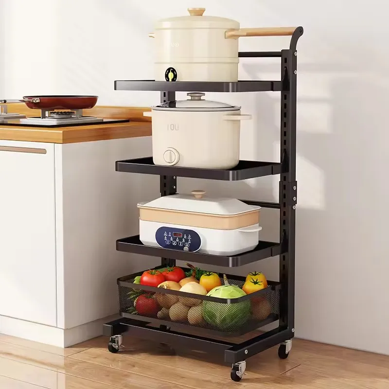4-tier Multi-purpose Rolling Sheet Pan Trolley Adjustable Height ...