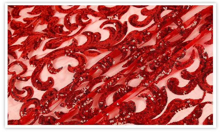 Ombre Sequin Fabric - Red Sparkly Material for Dresses