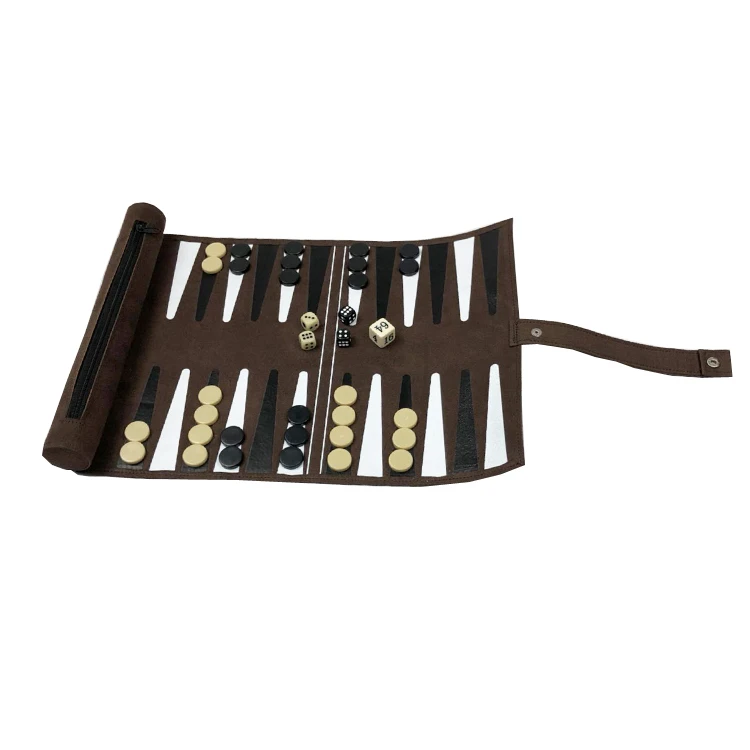 Custom Travel Backgammon Game Set Roll Up Leather Backgammon - Buy ...