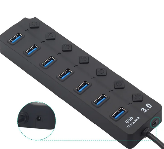 7 Ports Usb 3 0 Adapter Usb3 0 Hub With Switch Hub 7 Port Usb Extender