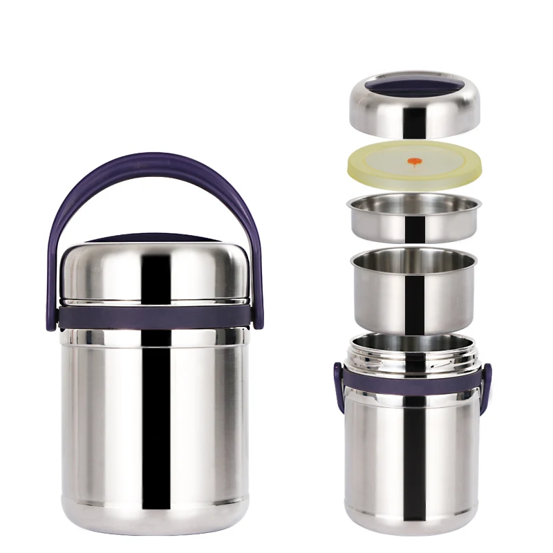 Double Wall Insulated Metal Stainless Steel Vacuum Food Warmer Lunch ...