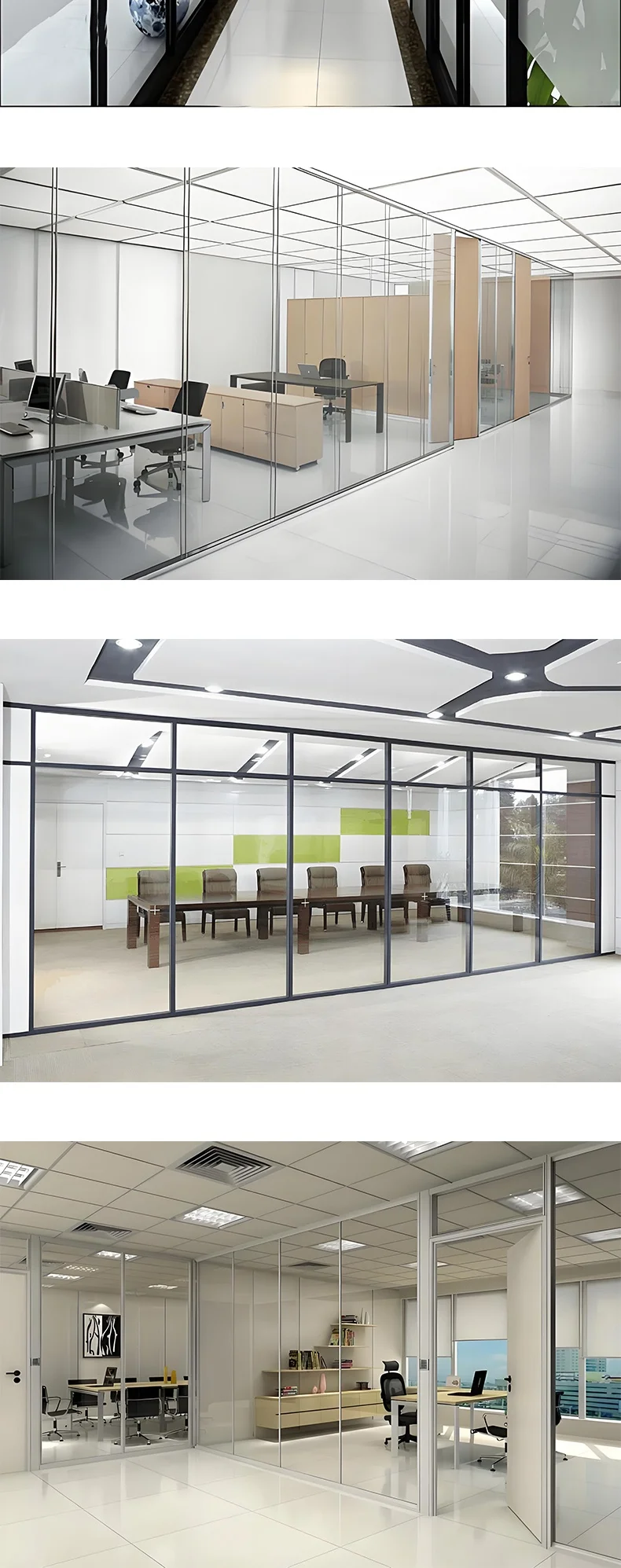 Modern Double Glass Louver Partition Wall Soundproof High Screen ...