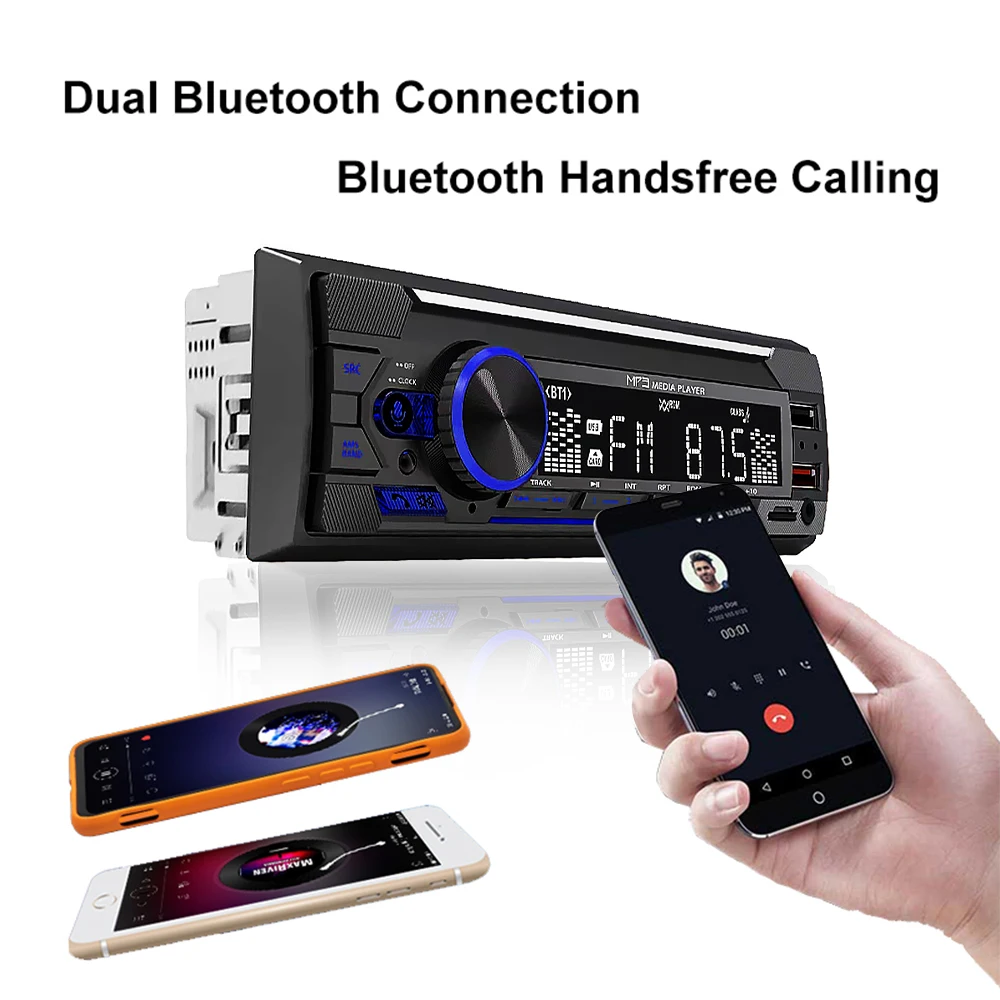 2 USB 12V 7388 IC Remote Control Blue Tooth Car Audio Radio Stereo 7 ...