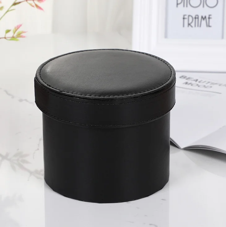 Small Round Leather Gift Box With Heaven And Earth Cover Gift Flower ...