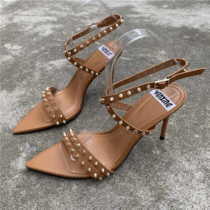 Female Rivet Heel Toe Rivet Heels 4 Inches (about 10.5 Cm) High Heel ...