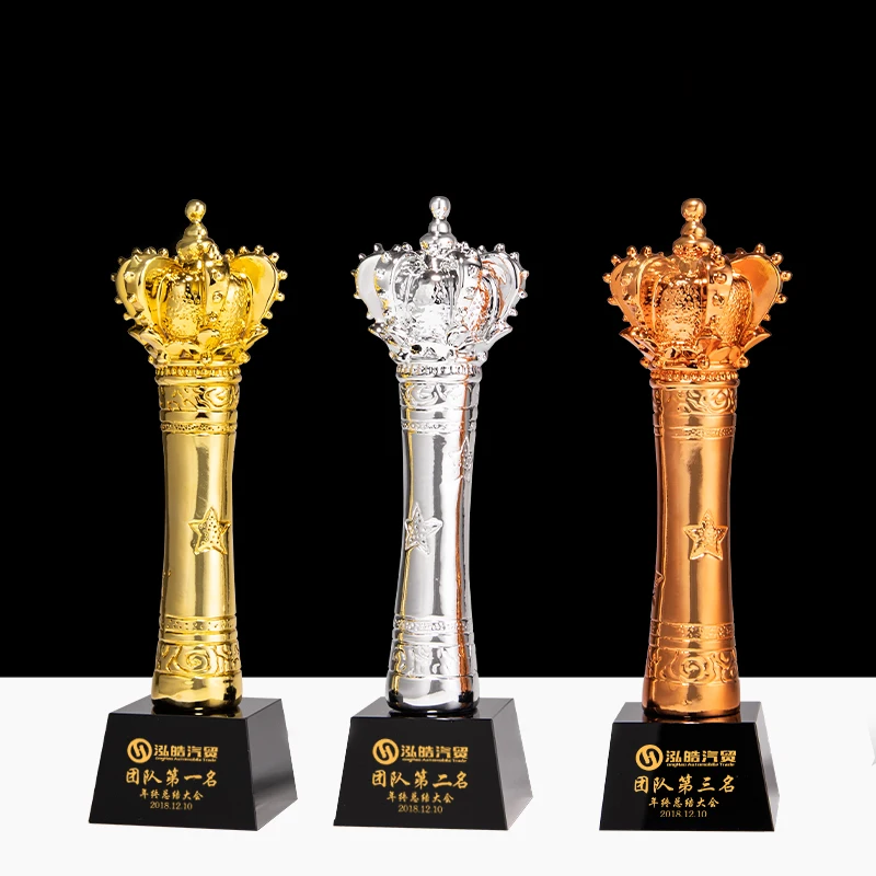 2019 New Arrival Luxury Gold Crown Resin Trophy Custom Made Engraving ...