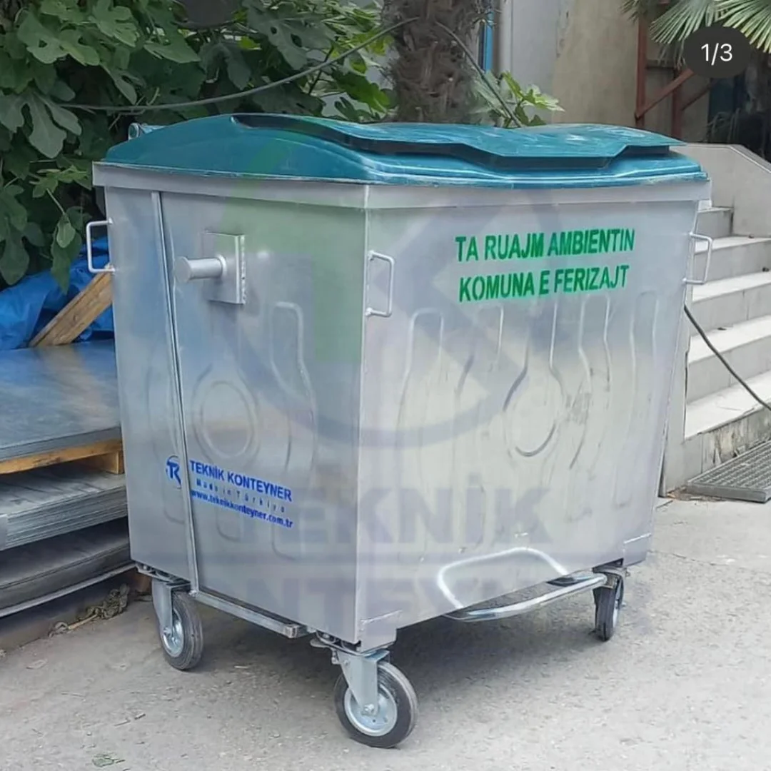 1100 Liter Waste Metal Container Galvanized (with Plastic Lid Cover ...