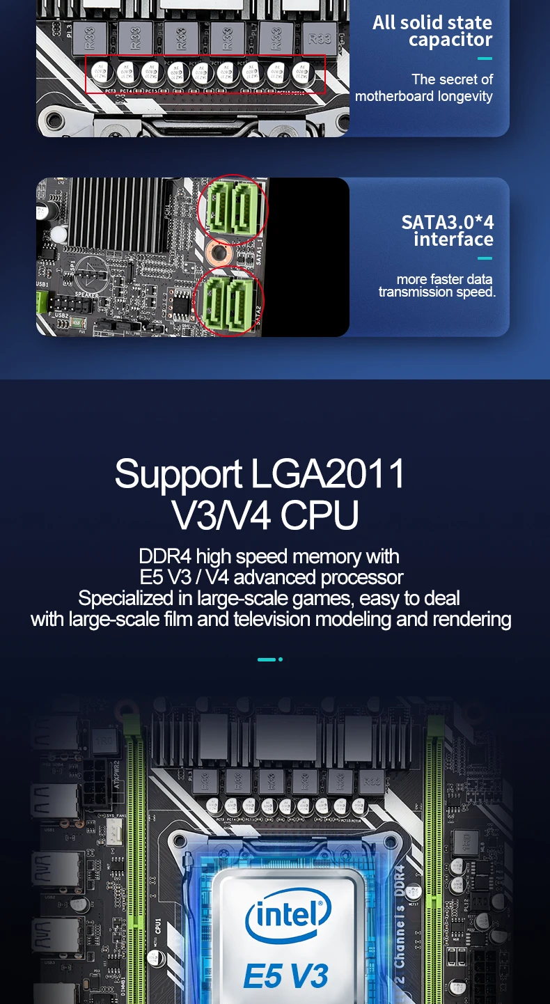 X99 chipset LGA2011-3 socket x99-d4 motherboard supports quad channel ...