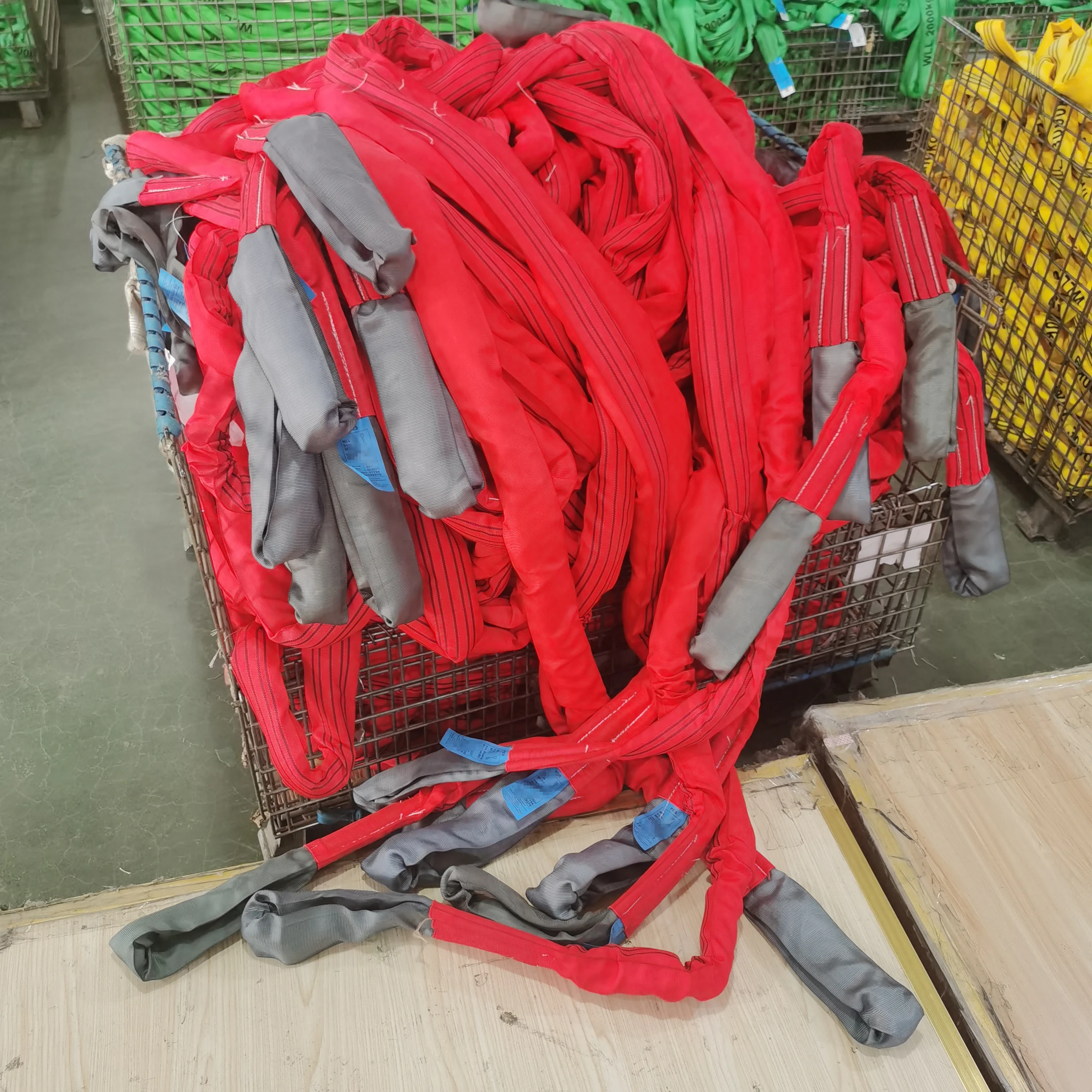 Red 5 Ton Round Slings Lifting Straps Crane Flat Lifting Blet Endless ...