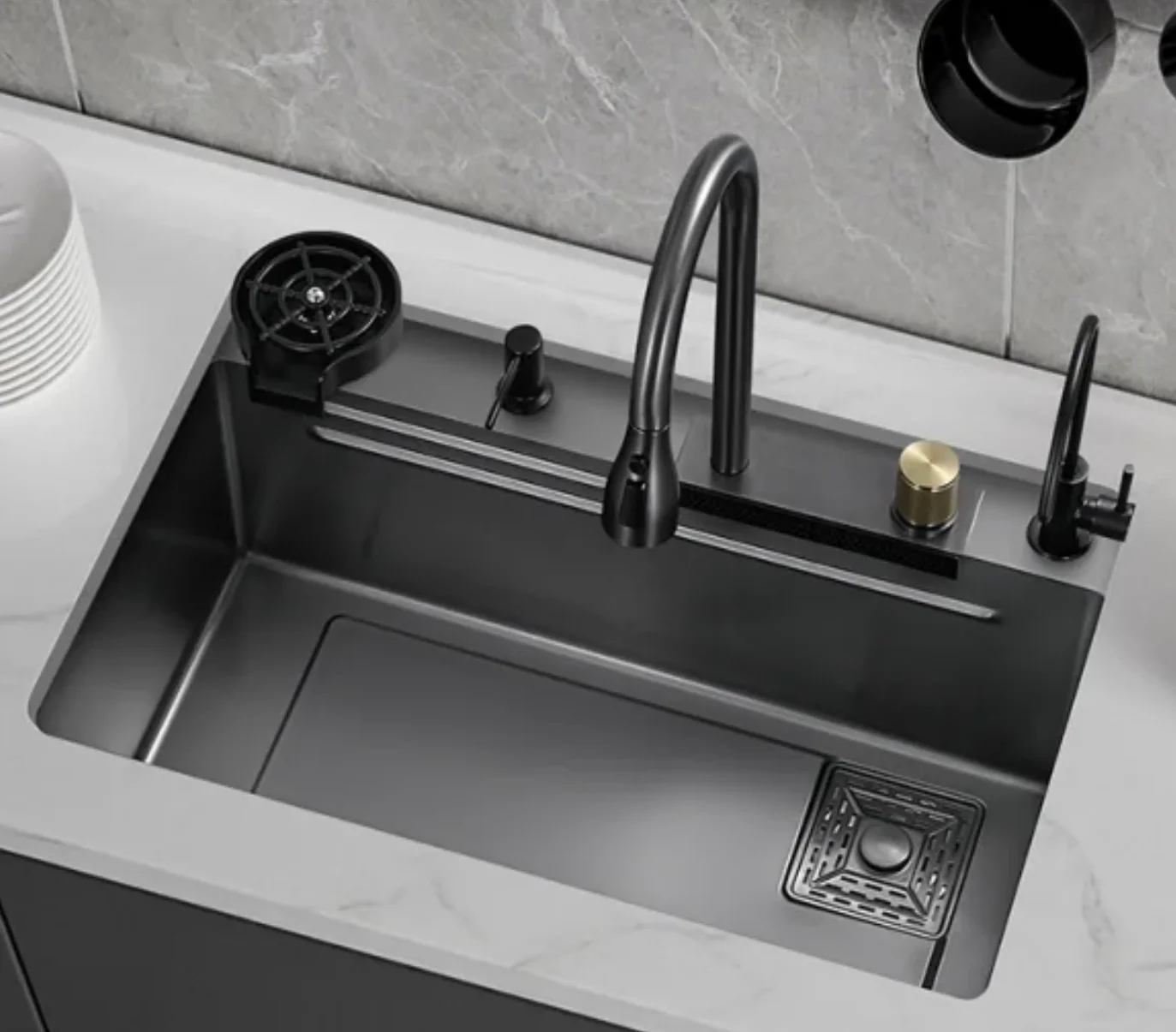 Kitchen Sink Flying Rain Waterfall Sink Household Dishwasher Basin ...