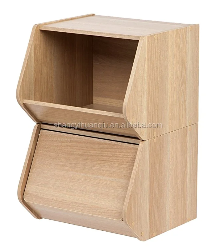 Wood Stacking Storage Box With Door Potato Holder For Kitchen - Buy ...