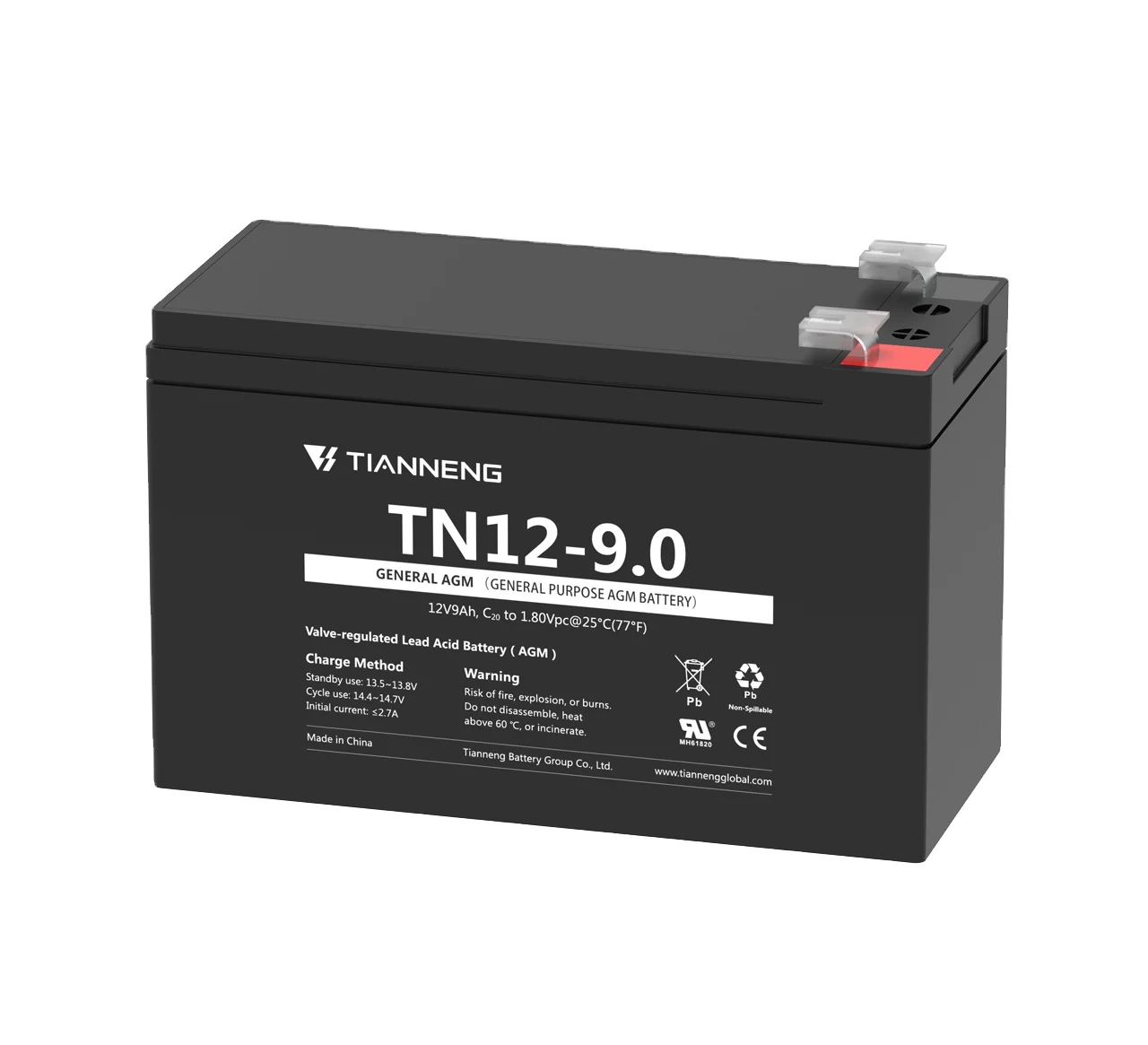 Tianneng 12V 9Ah Power Lead Acid Motorcycle Battery - Reliable AGM ...