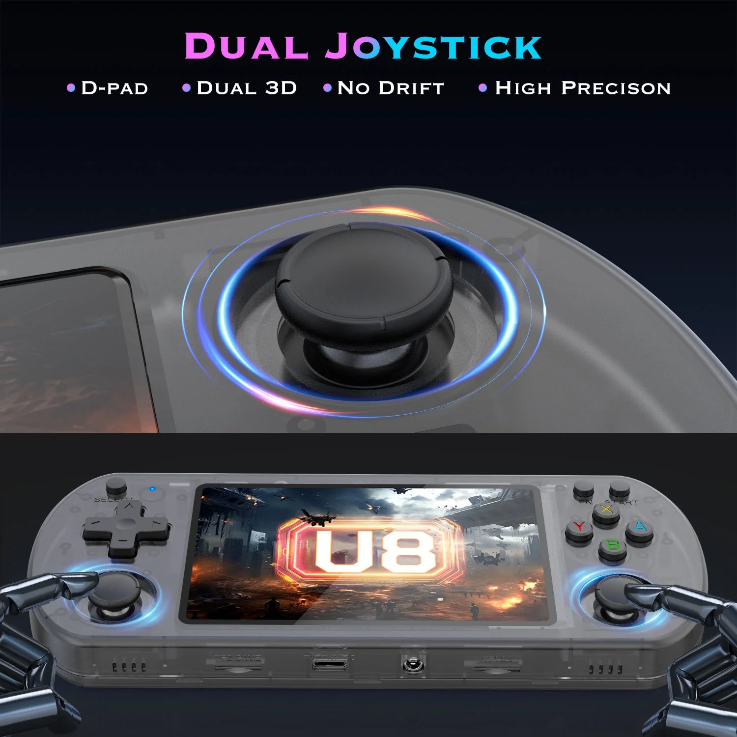 U8 Handheld Game Console - 64GB Memory, Wi-Fi, Retro Games