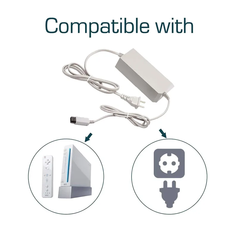 AC Adapter for Nintendo Wii Console EU & US Plug Plastic Replacement ...