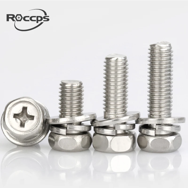 Hex Head Phillips Drive SEMS Screw with Spring & Washer