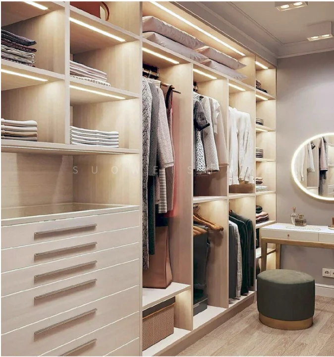 White Modern Walk-in Closet Designs for Women European Style