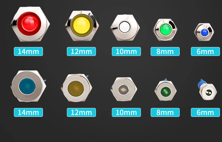 8mm 12mm Small Ip67 Waterproof Metal Stainless Steel Indicator Light ...