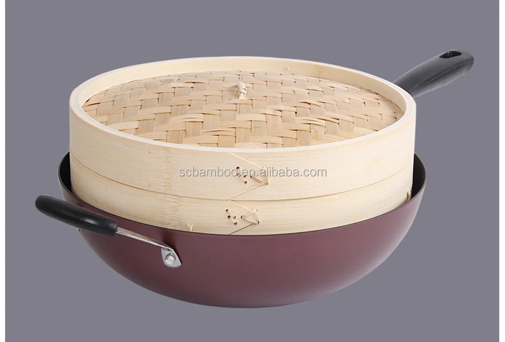 10" Bamboo Dim Sum Steamers Set,Chinese Food Cooking Steamers By 1 ...