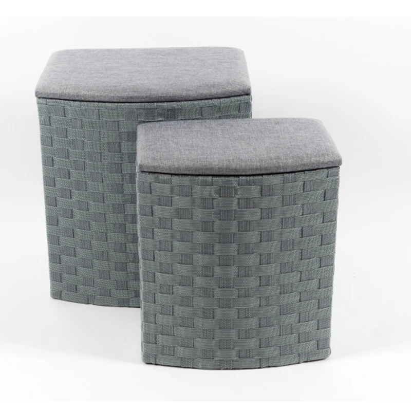 Plastic Nylon Belt Woven Laundry Baskets With Lid Insert Handle Design ...