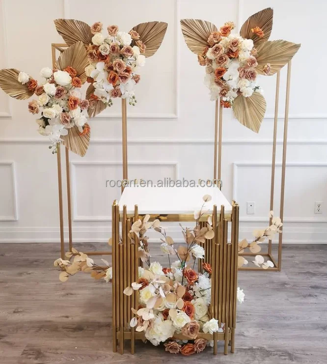 Gold Metal Frame Wedding Backdrop Wedding Decoration Event Party Stage ...