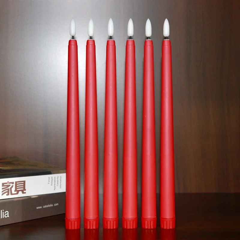 Electronic Flameless Taper Candles Plastic Long White Led Candle Sticks ...