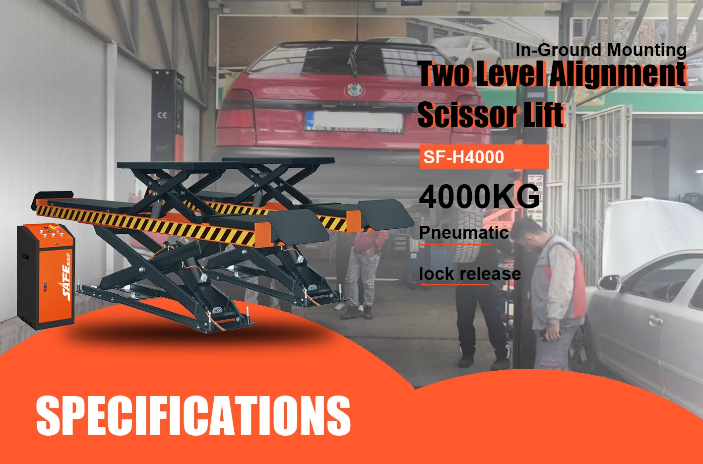 4T Wheel Alignment Scissor Car Lift Xinghui SF-H4000