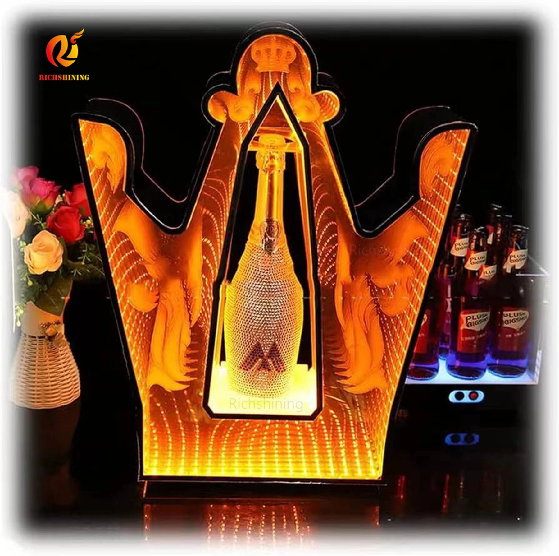 Modern Gold Acrylic LED Bottle Presenter with ODM Logo for VIP Display ...