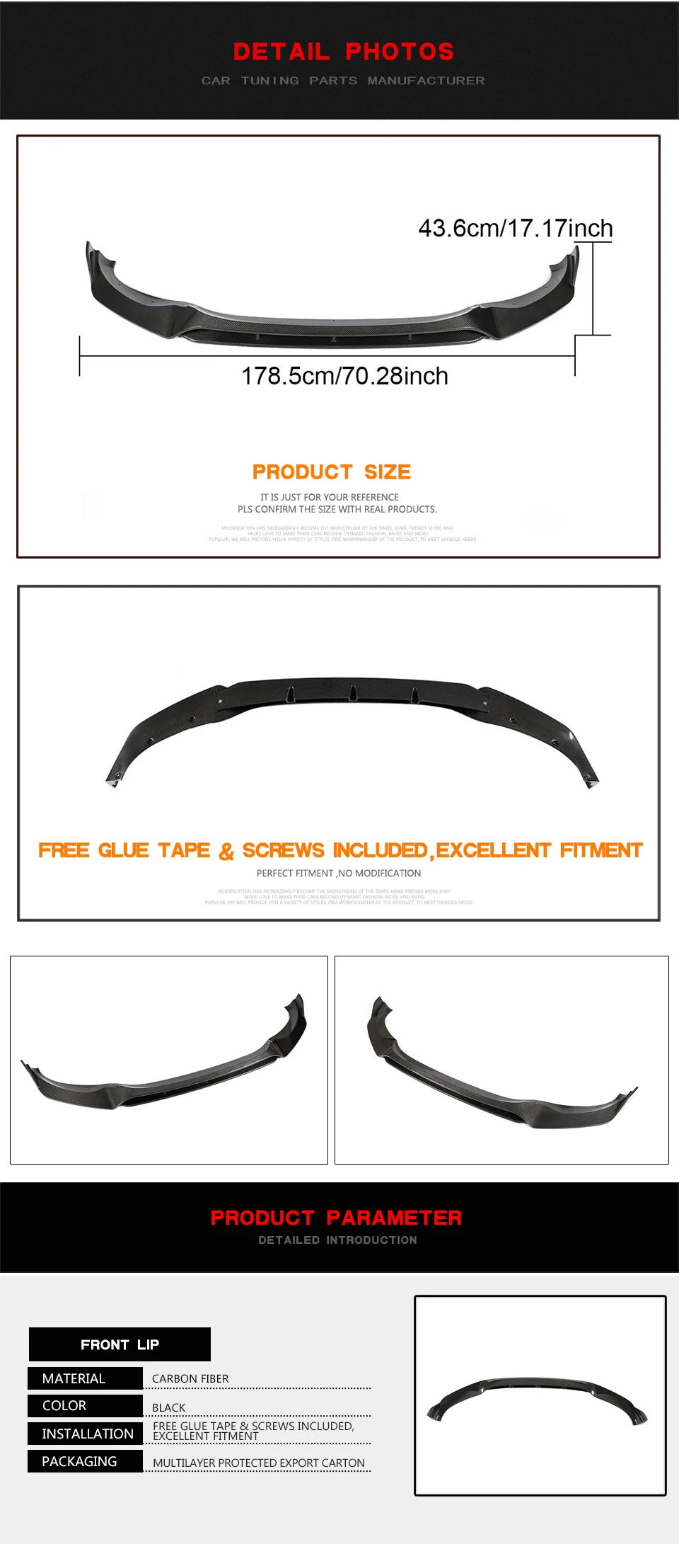 Carbon Fiber X3 Front Bumper Lip for BMW G01 Sport Utility