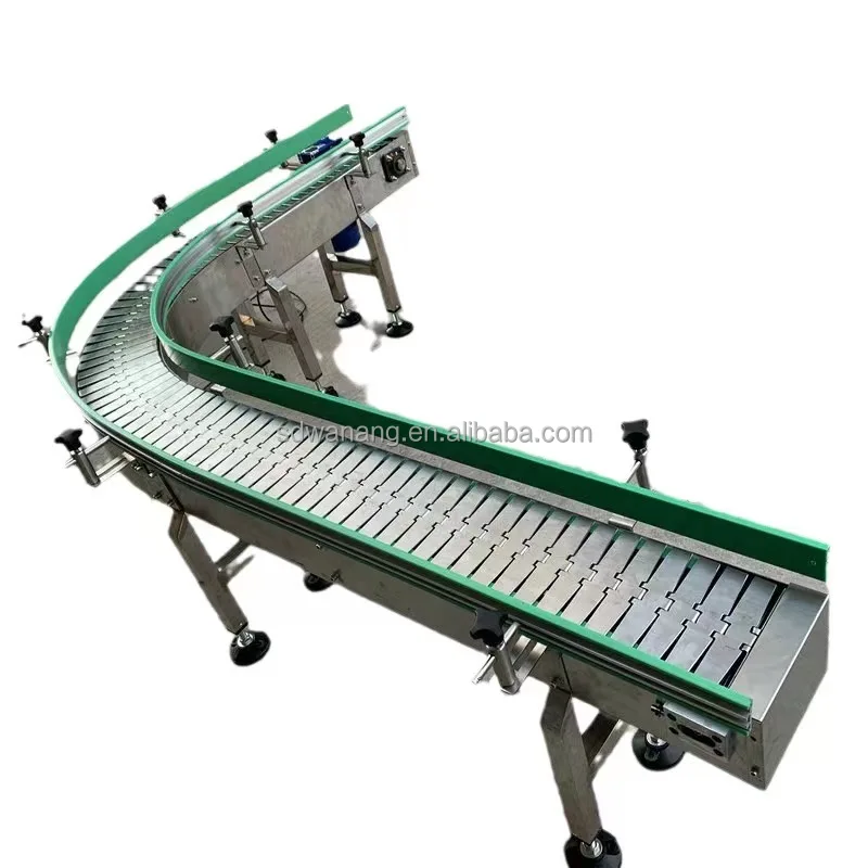 Flat Slat Chain Conveyors 90 Degree Curve Belt Conveyor Stainless Steel ...